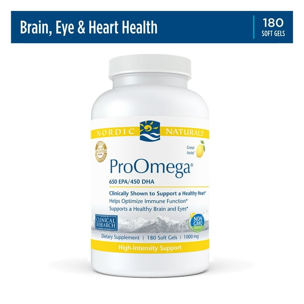 Nordic Naturals ProOmega Softgels, Lemon, 1280 mg, Fish Oil, 180 Ct ...