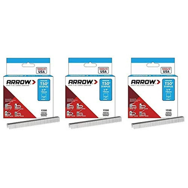 Arrow T50 Heavy Duty Staple, 3/8 Inches, 1250 Staples, Pack of 3 ...