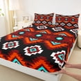 Manfei Southwestern Aztec Queen Sheets, , Orange Black Queen Sheet Sets ...