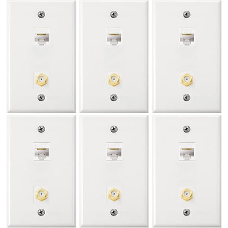 6 Pieces Ethernet Coax Wall Plates, Cat6 Coax Wall Plate with Ethernet ...