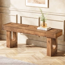 Finmind 63" Solid Wood Entryway Bench, Upholstered End of Bed Bench ...