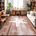 Brown Red Nautical Starfish Washable Living Room Rugs 5'x8', Coastal ...