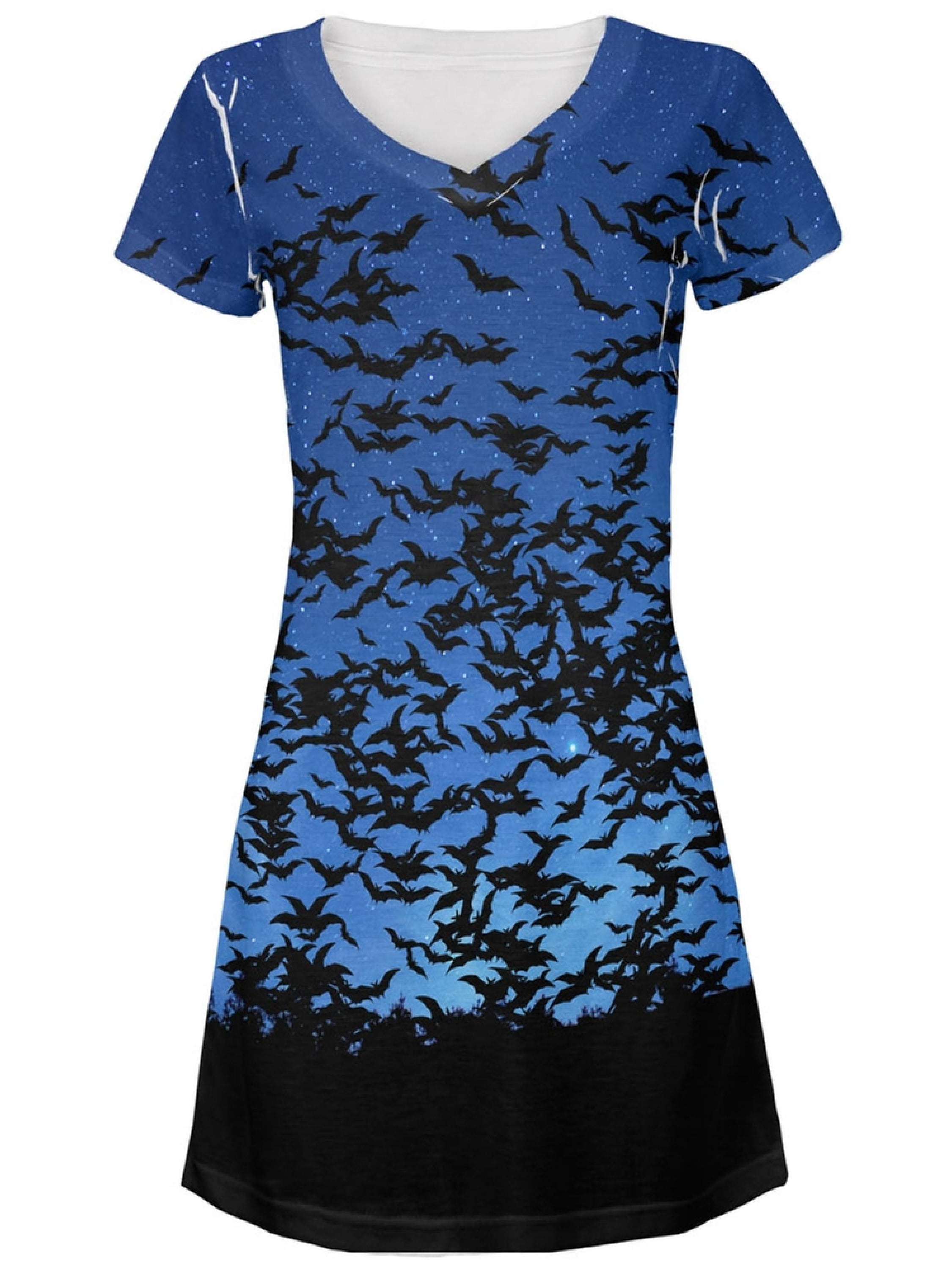 Bats in the Night Sky All Over Juniors V-Neck Dress - Walmart.com