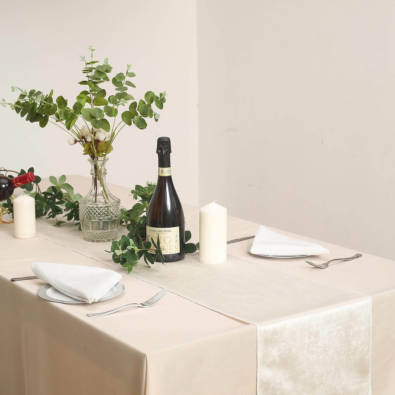 Efavormart 12" x 107" Ivory Premium Velvet Table Runner For Wedding ...
