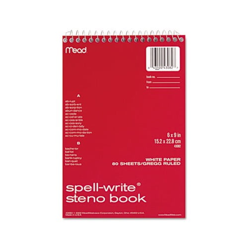 Spell-Write Wirebound Steno Book Gregg Rule, 6 x 9, White, 80 Sheets ...