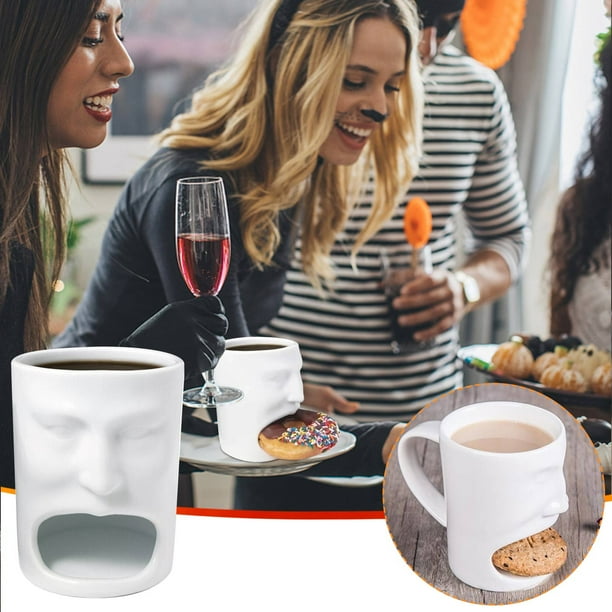 WJSXC Eating Pie Cup Face Mug Face Ceramic Coffee Cup Face Cup Cravings ...