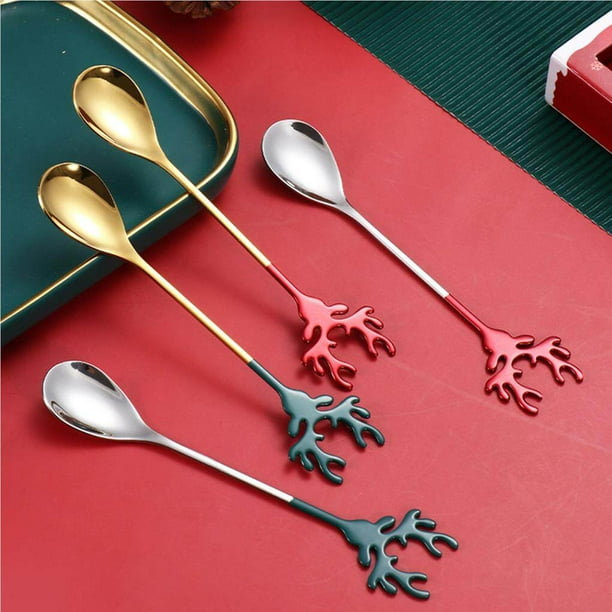 serony 2pcs/set Deer Head Shape Stainless Steel Stirring Spoon ...