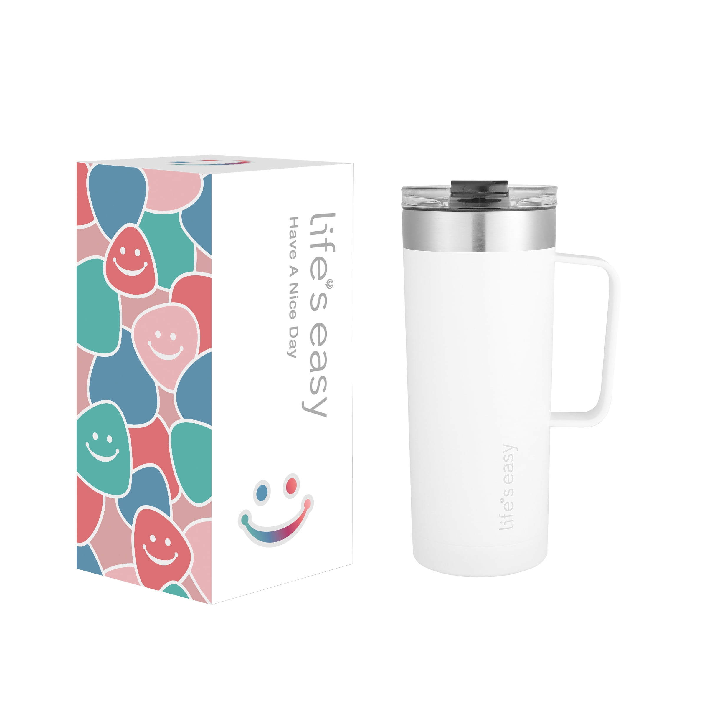 Life’s Easy - Stainless Steel Mug with Handle, Vacuum Insulated Mug for ...