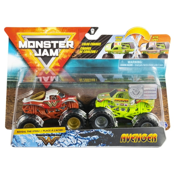 Monster Jam, Official Wonder Woman vs. Avenger Color-Changing Die-Cast ...