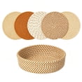 Beautynvta Cotton Woven Placemats Set of 5 with Basket, Round Heat ...