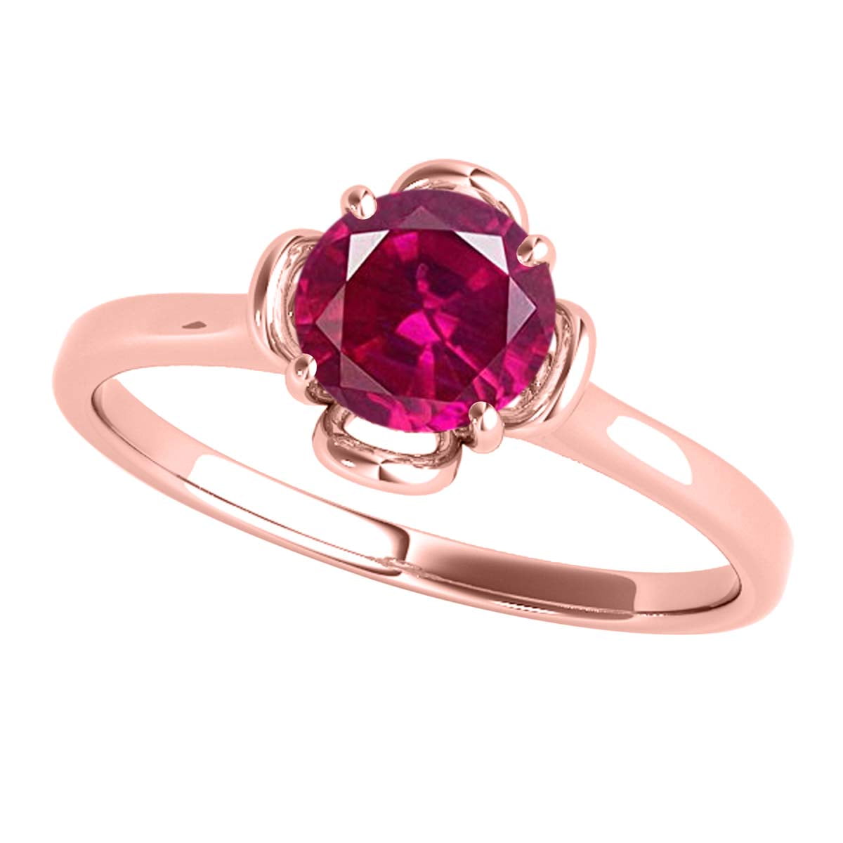 Aonejewelry 0.45 Ct. Ttw Beautiful Flower Shaped Created Ruby Ring In ...