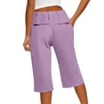 Dwellite Cotton Linen Capri Pants for Women Petite Bermuda Shorts Knee ...
