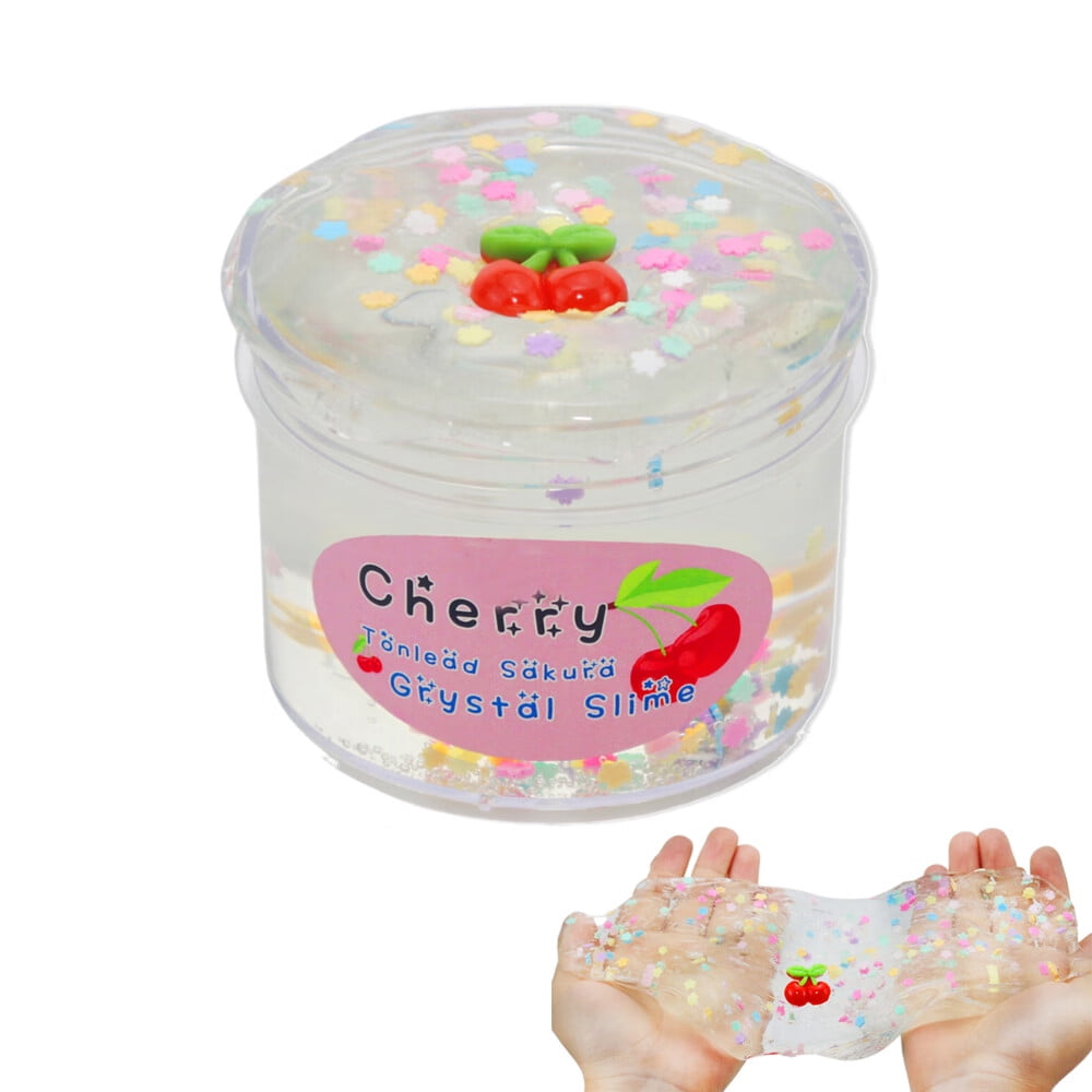 FASLMH Cherry White Clear Slime Crystal with Candy Sakura Slices, 2 ...