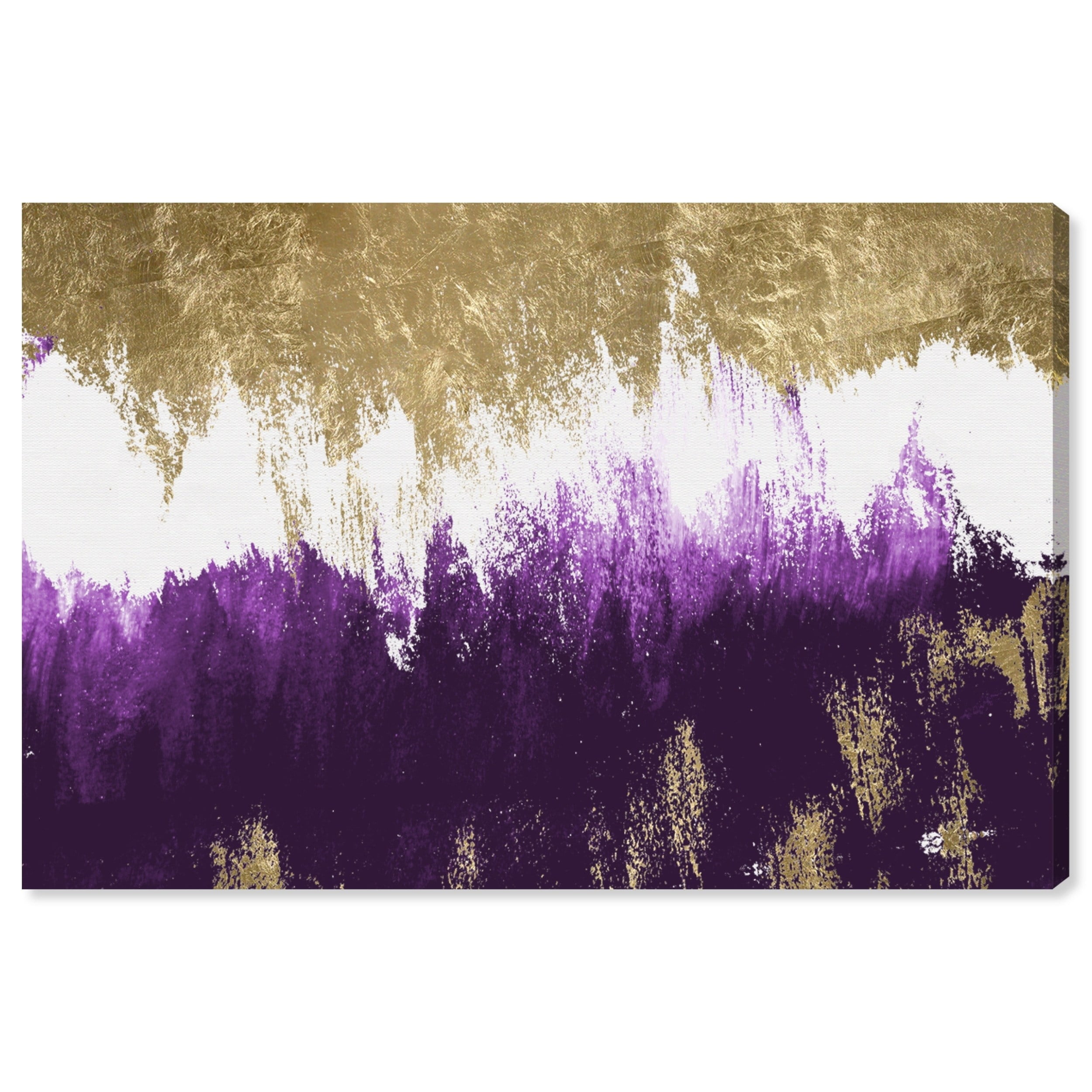 Painting Purple And Silver Abstract Drip Mini Canvas Painting Art ...