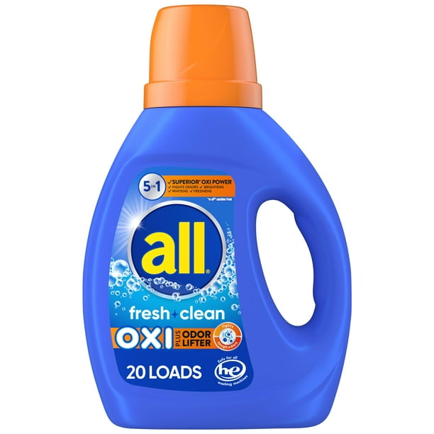 All Liquid Laundry Detergent Fresh Clean Oxi Plus Odor Lifter 36 Fl