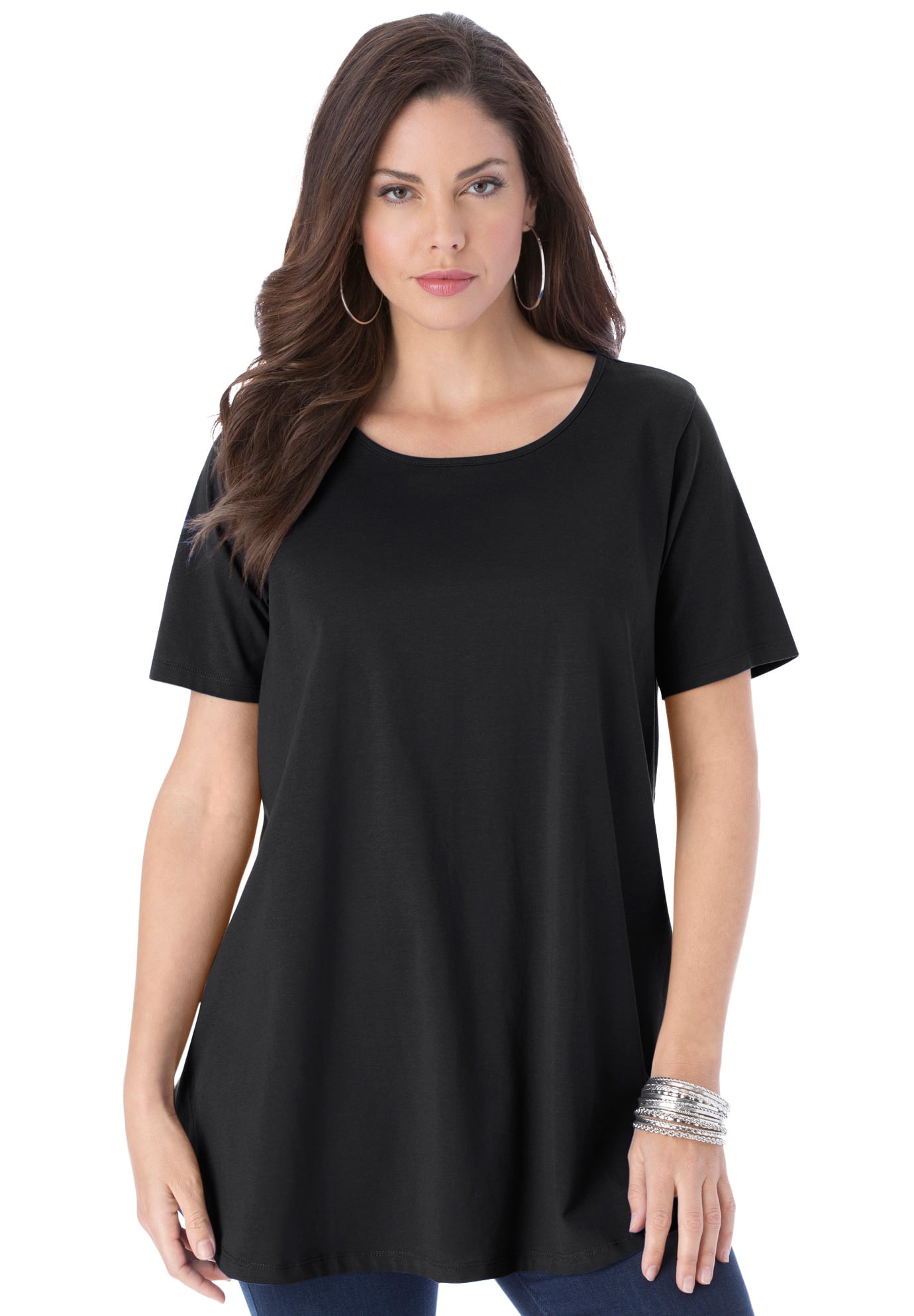Roaman's Plus Size Swing Ultimate Tee With Keyhole Back T-Shirt ...
