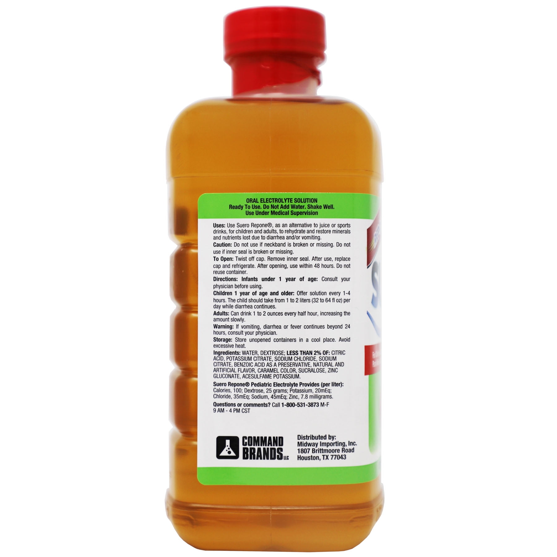 Suero Repone Electrolyte Solution, Apple, 33.8 oz Bottle