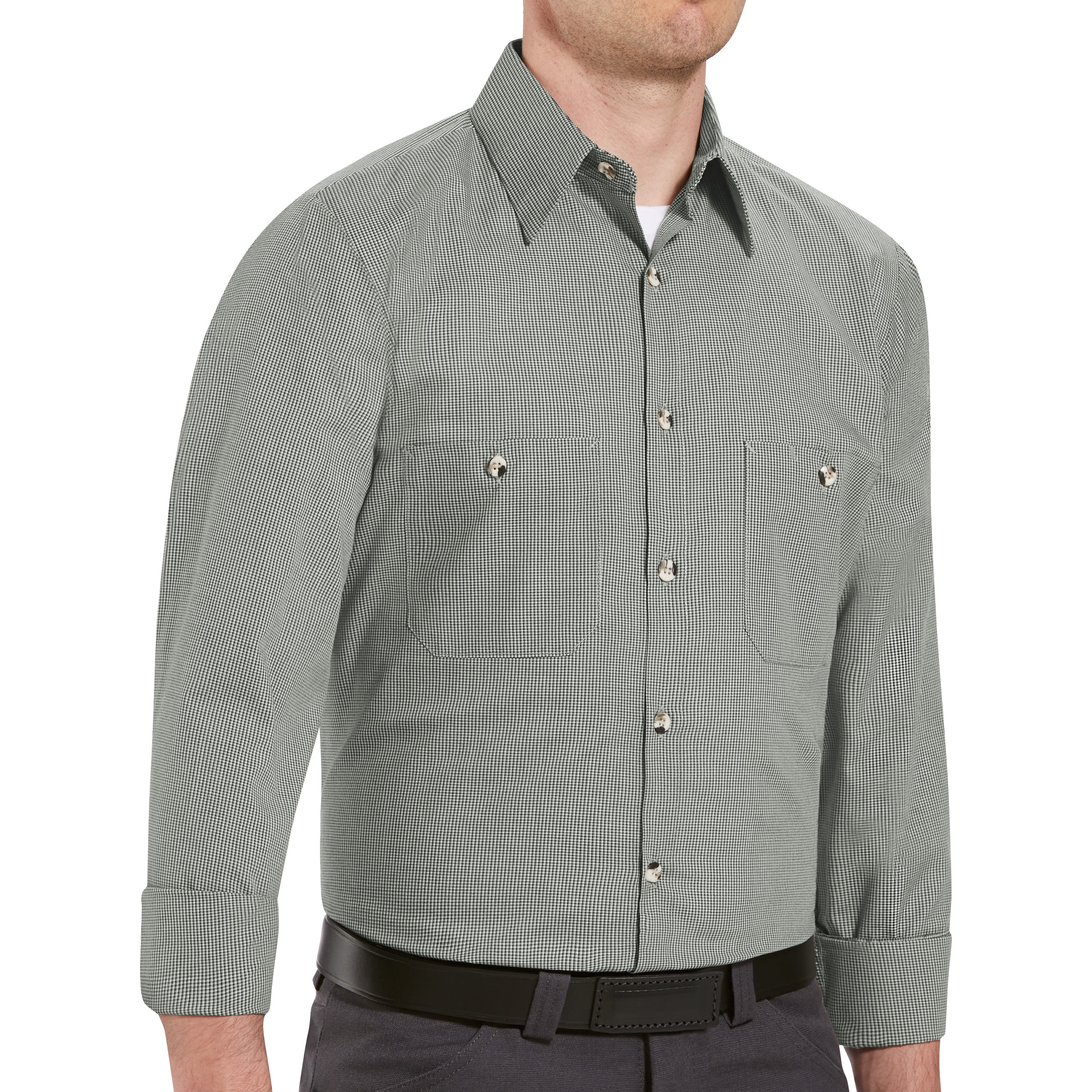 Red Kap® Men's Long Sleeve Microcheck Uniform Shirt - Walmart.com