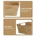 Wicker Storage Basket Hand Woven Seagrass Baskets With Handles Rectangle Natural Bread Basket