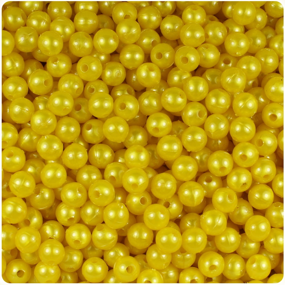 BeadTin Yellow Pearl 6mm Round Craft Beads (500pcs) - Walmart.com