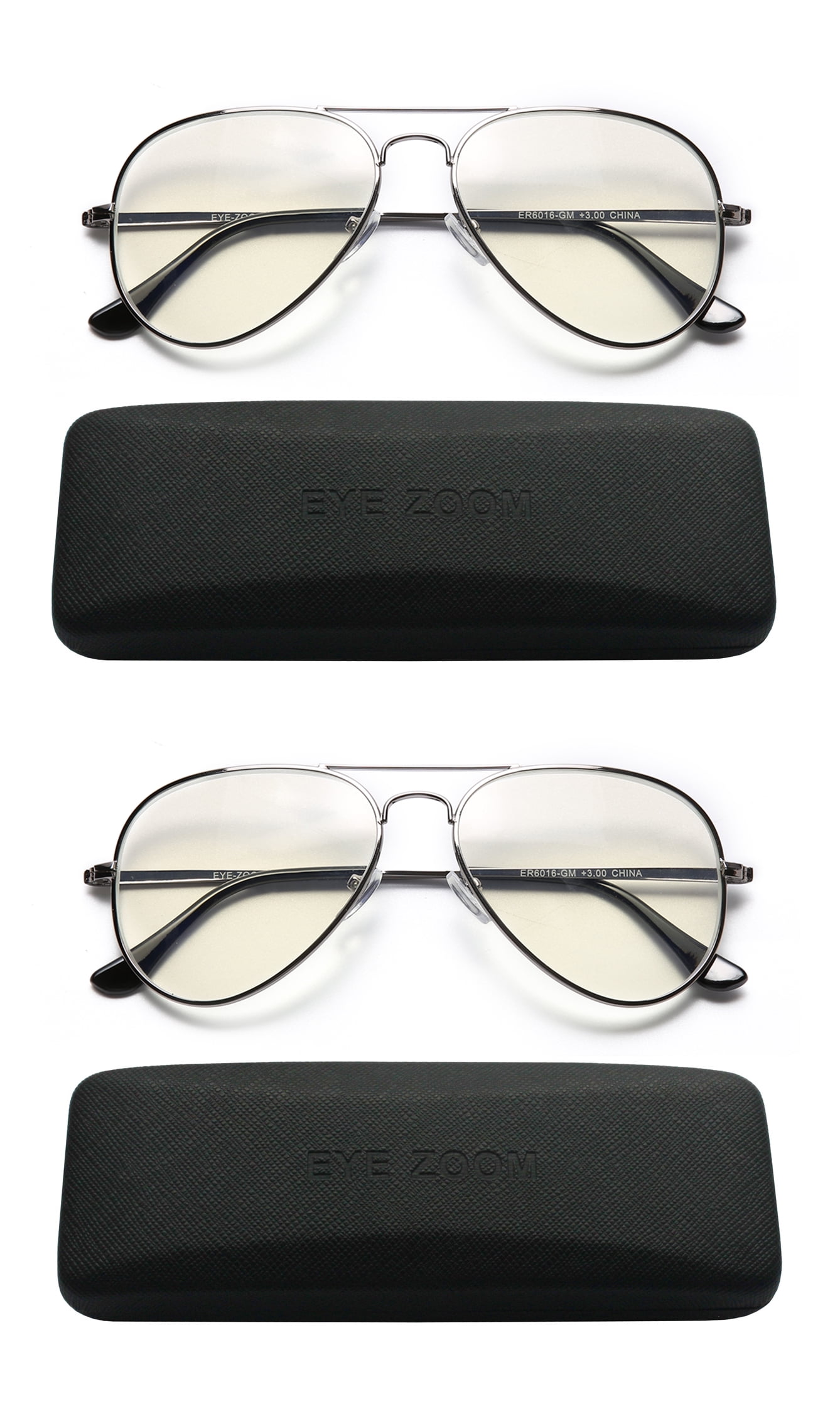 EYE ZOOM 2 Pack Blue Light Blocking Readers Aviator Style Anti Blue Ray ...