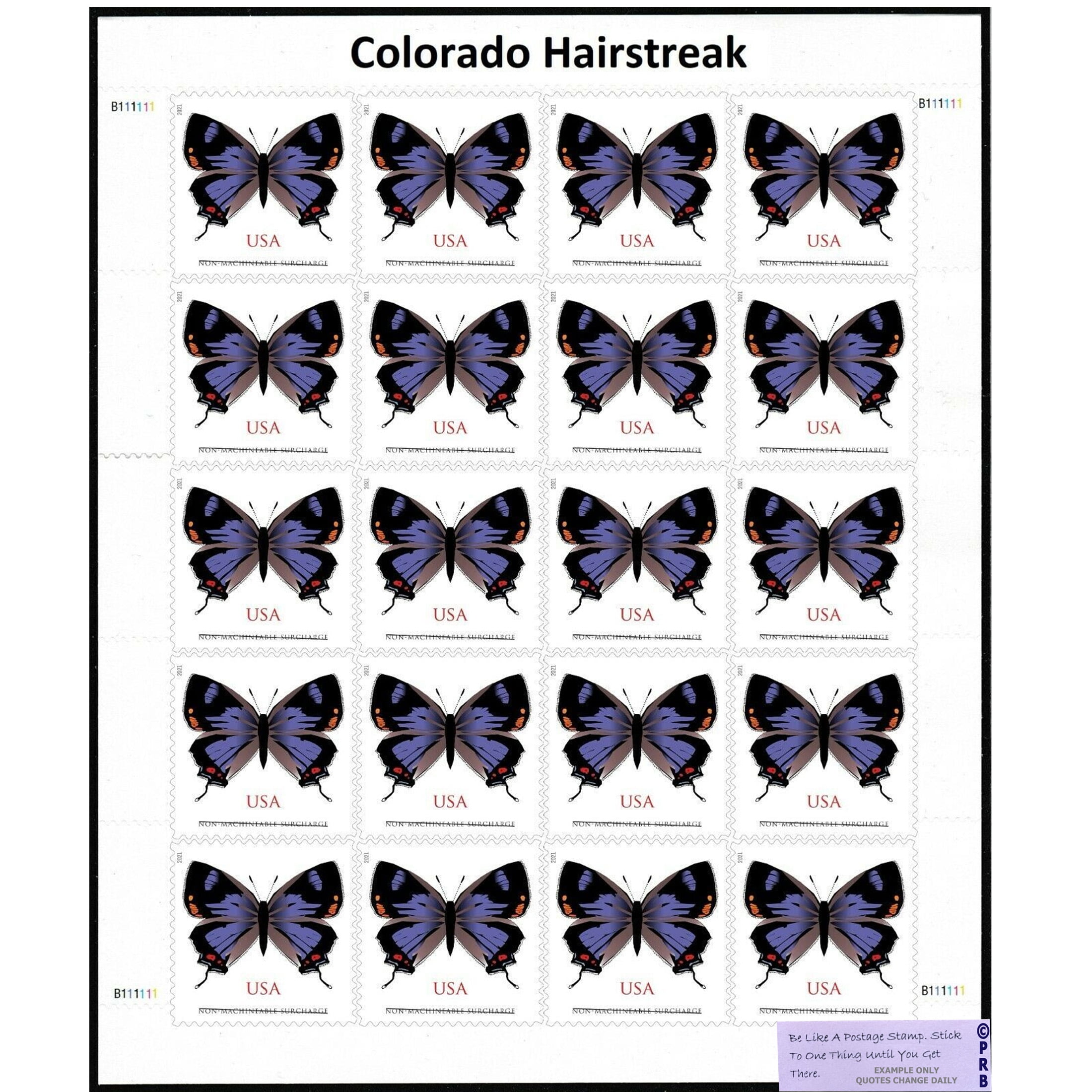 Colorado Hairstreak USPS 2 Ounce Forever Postage Stamps 1 Sheet of 20 ...