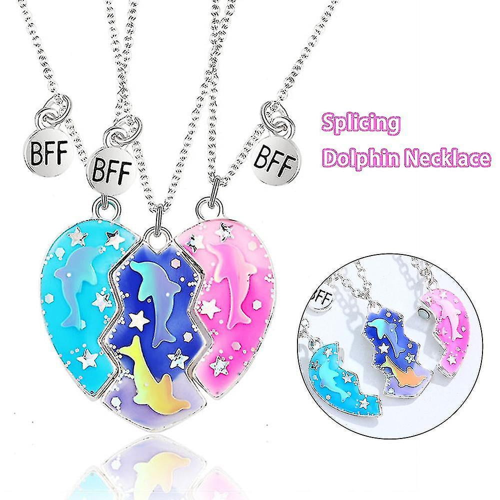 Click here for Geecy 3 Pcs/Set Best Friends Dolphin Necklace Spli... prices