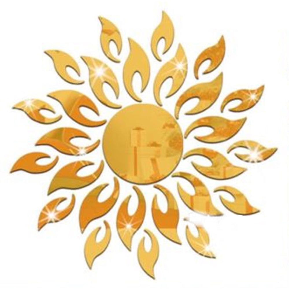 Spring hue Acrylic 3D Sunflower Fire Mirror Effect Wall Sticker Decal ...