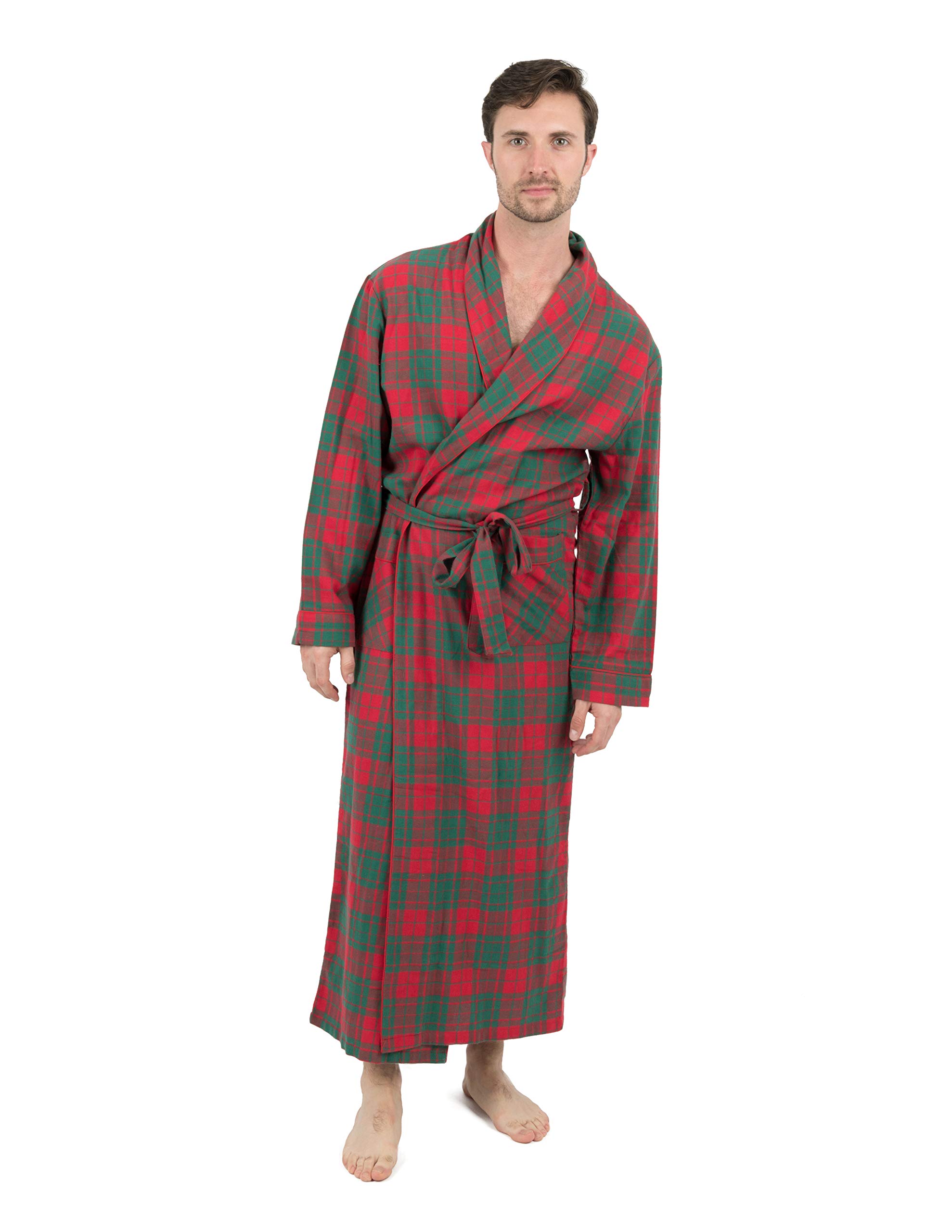 Leveret Mens Flannel Robe Christmas Robe (Size Small-XXX-Large) (Red ...