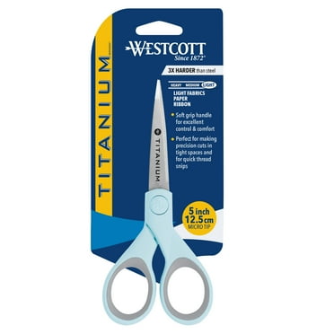 Westcott Carbo Titanium, Non-Stick Scissors, 5", for Craft, White/Blue ...