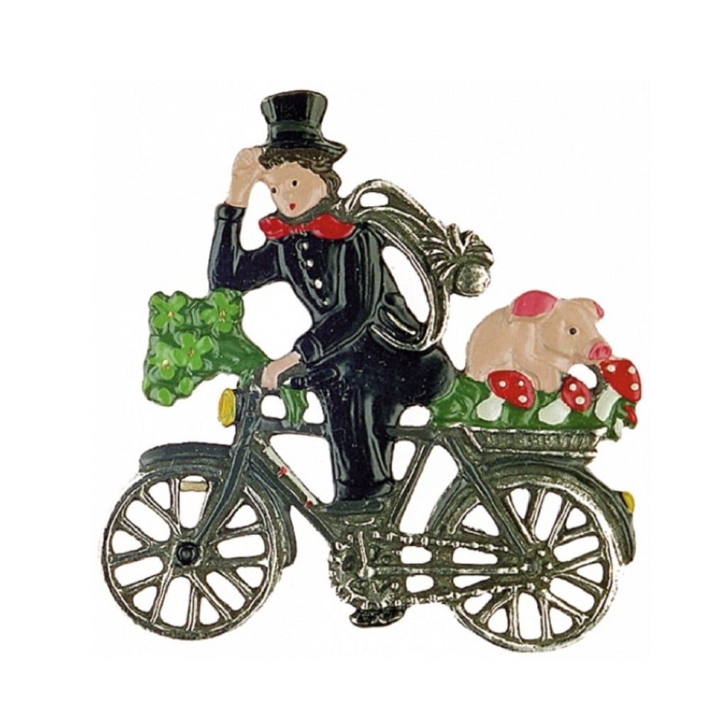 Biking Chimney Sweep German Pewter Christmas Ornament Decoration Made ...