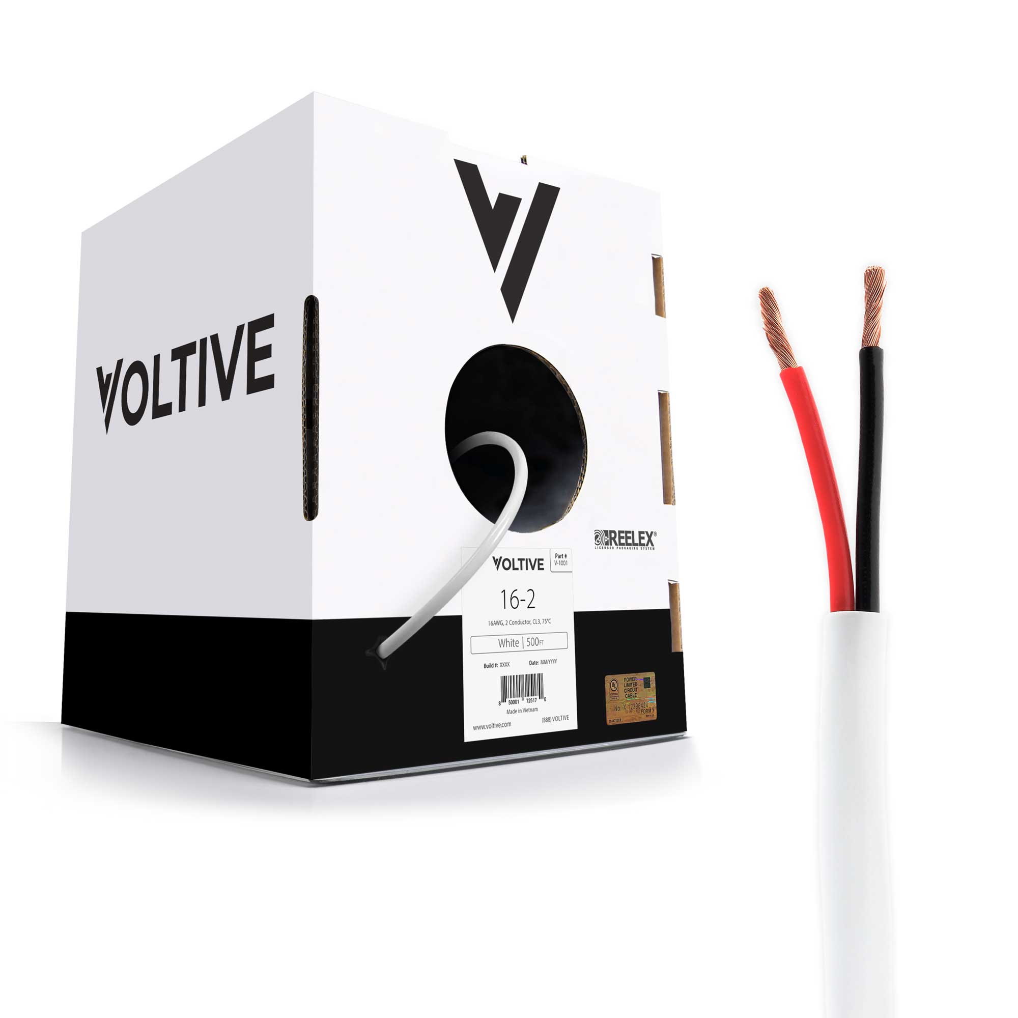 Voltive 16 2 Speaker Wire CL3 In Wall OFC 500FT White voltive-16-2-speaker-wire-cl3-in-wall-ofc-500ft-white