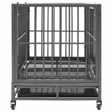 vidaXL Dog Cage Dog Crate with Removable Tray Lockable Wheels Dog ...