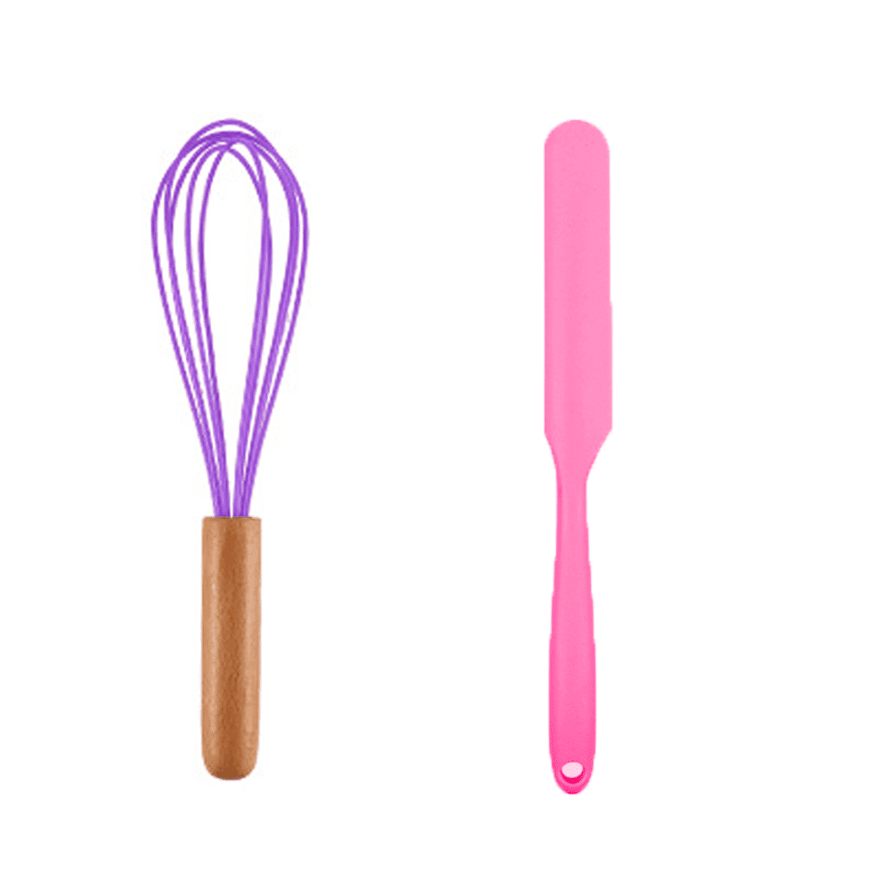 2 Piece Mini Kitchen Utensil Set- Silicone Kitchen Tools with wood ...