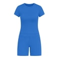 TEAJOPSUU Womens 2 Piece Sets Summer Slim Short Sleeve T Shirts Active ...