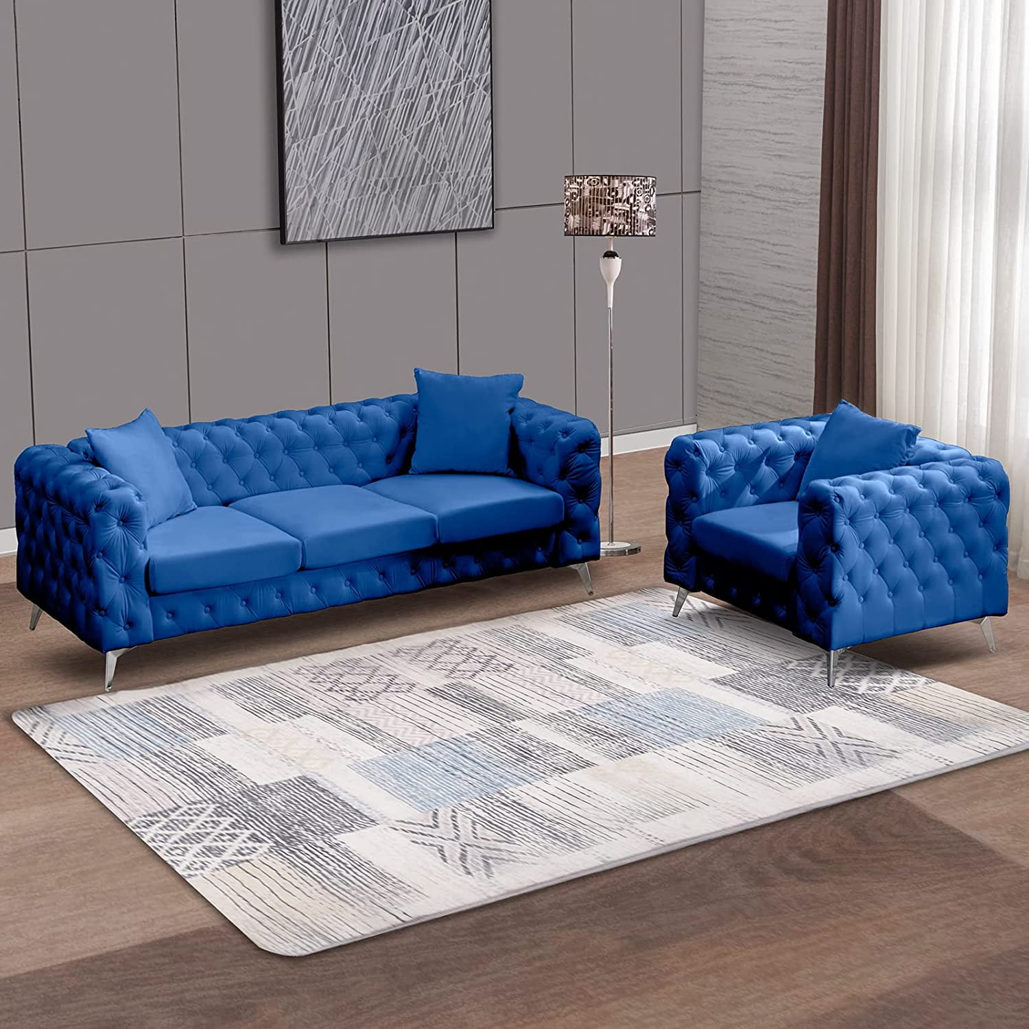 Mjkone Sofa Couches Set for Living Room, Modern 2 Pieces Couch Set with ...