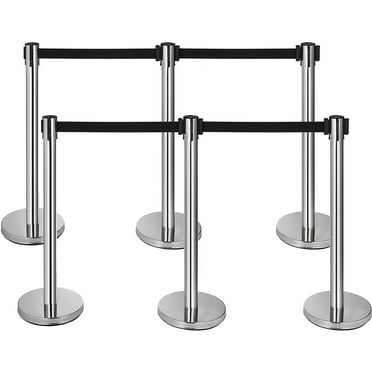 Costway 6Pcs Stanchion Posts Queue Pole Retractable Red Belt Crowd ...