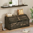 Uforic 39.4" Farmhouse Storage Chest with 4 Wheels, Wooden Storage ...