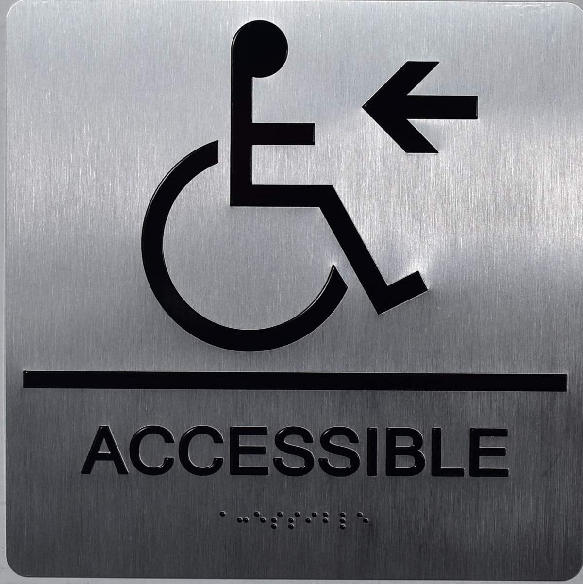 ACCESSIBLE Left Arrow Sign -(Aluminium,Silver,Size 9x9)-The Sensation ...