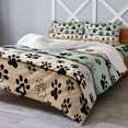 4 Piece Duvet Cover Set Queen, Dog Paw Farm Wood Board Soft Breathable ...