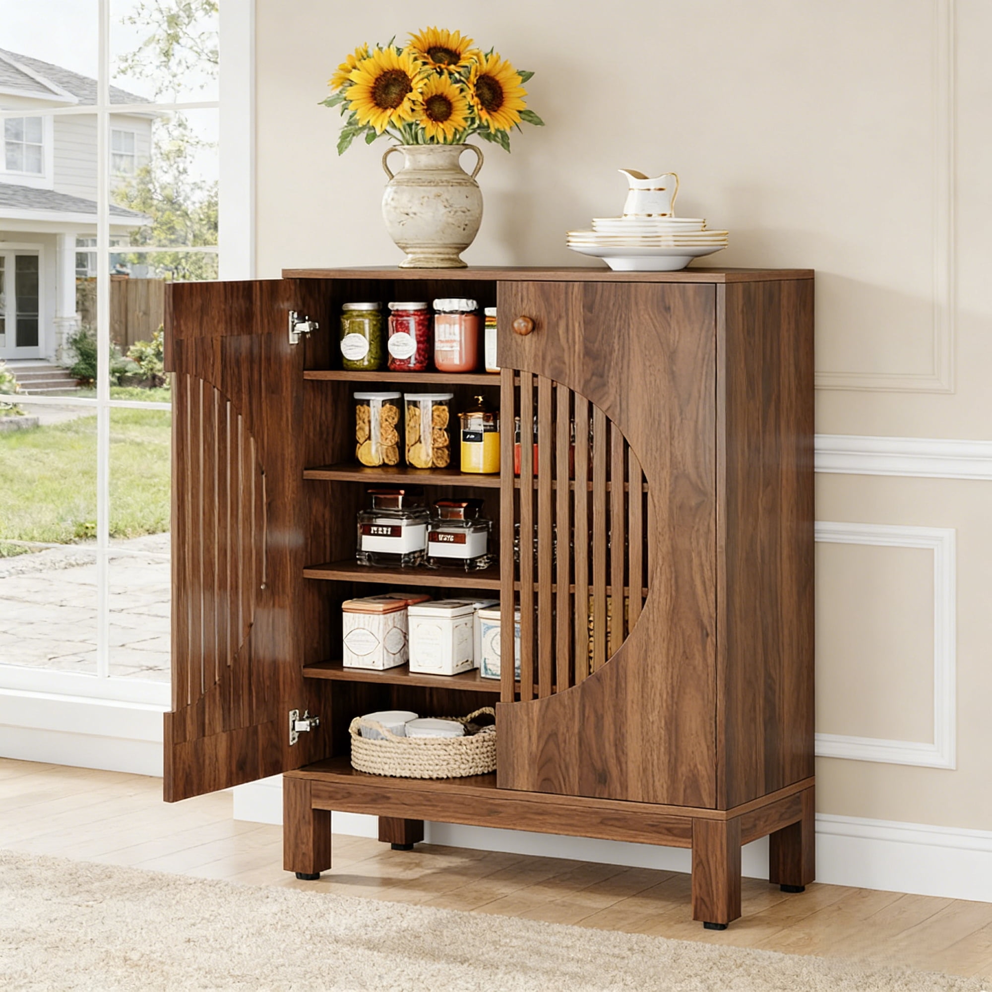 Click here for Fnova 5-Tier Farmhouse Cabinet  Side Cabinet With... prices