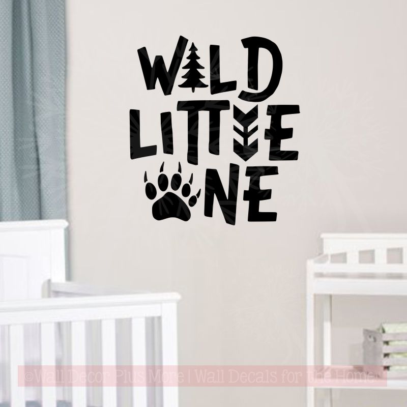 Woodland Wild Little One Boy Nursery Wall Decor Tree Paw Art Decals ...