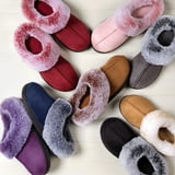 HomeTop Women's Cozy Microsuede Memory Foam Slippers with Faux Fur ...