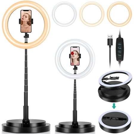 11" Selfie Ring Light with Stand and Phone Holder, Plannu Foldable ...