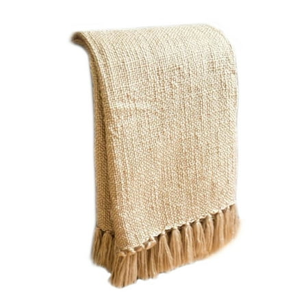 Gold Thread Accented Cream Throw Blanket 60 Inches By 50 Inches ...
