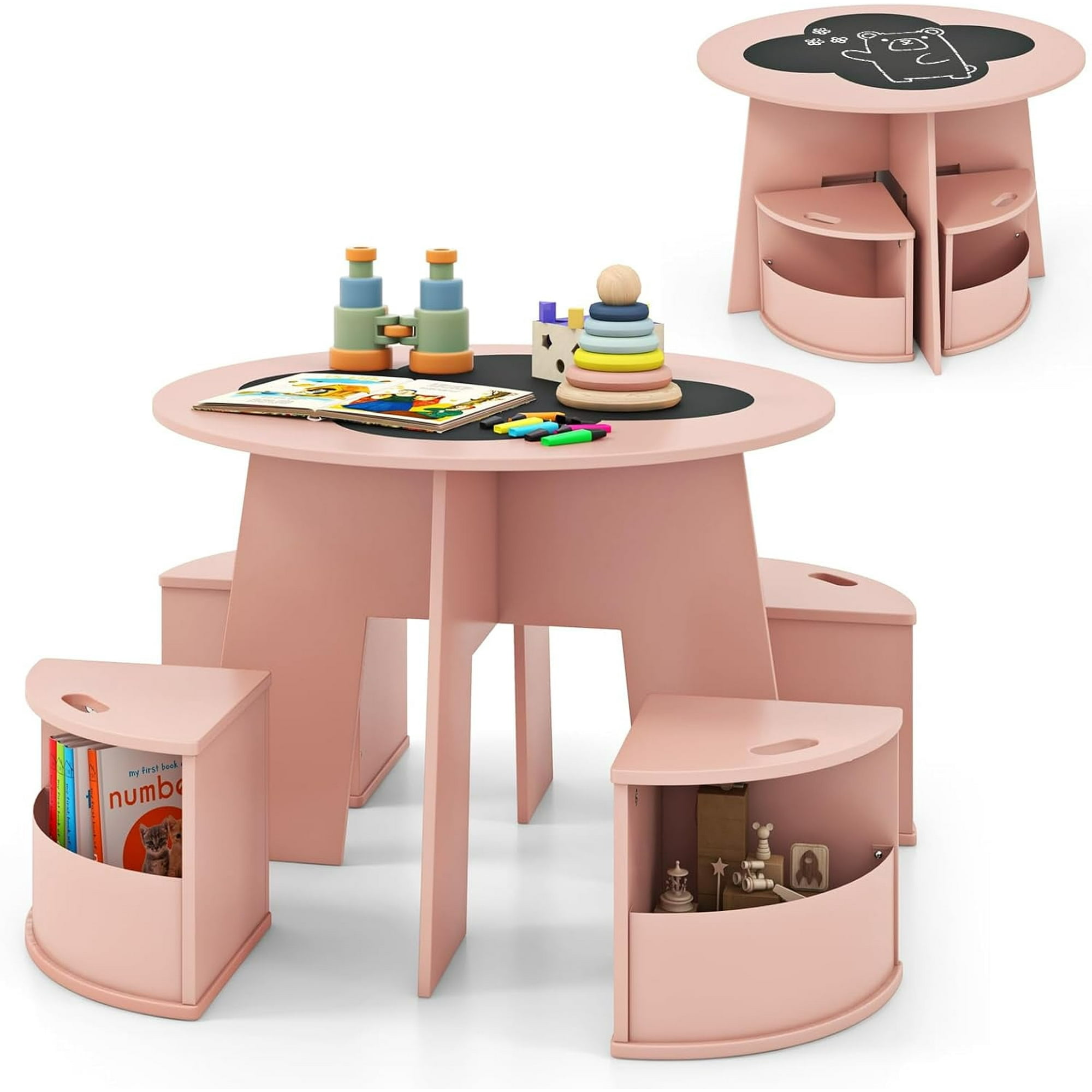 Click here for Olakids Toddler Table And Chair Set With 4 Storage... prices