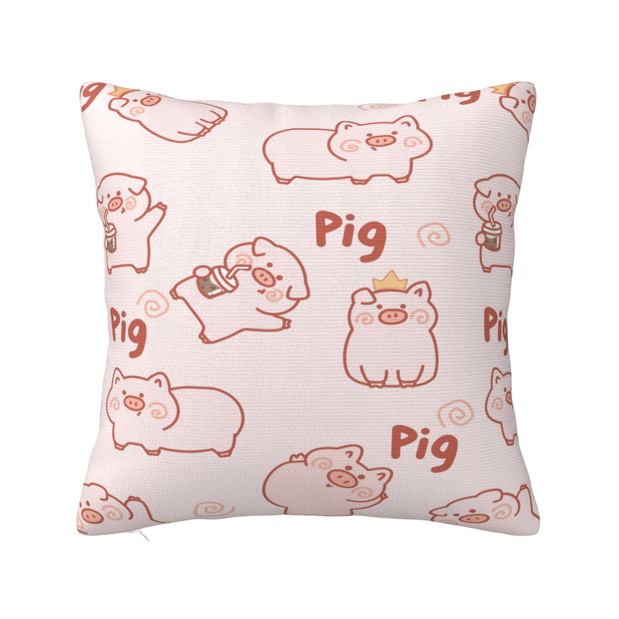 ZICANCN Decorative Throw Pillow Covers , Pink Cartoon Pig Couch Sofa ...