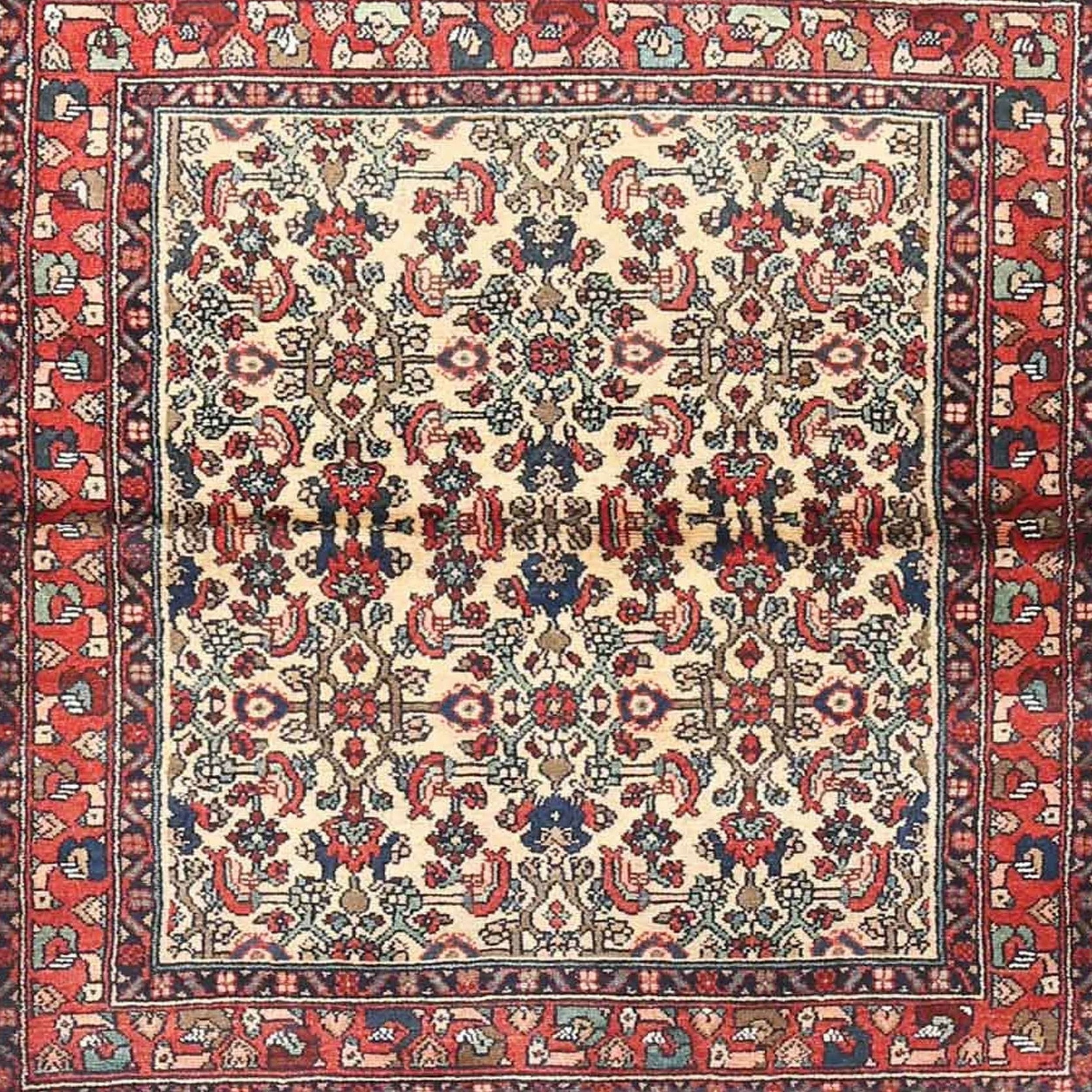 Ahgly Company Indoor Square Traditional Brown Red Persian Area Rugs, 3 ...