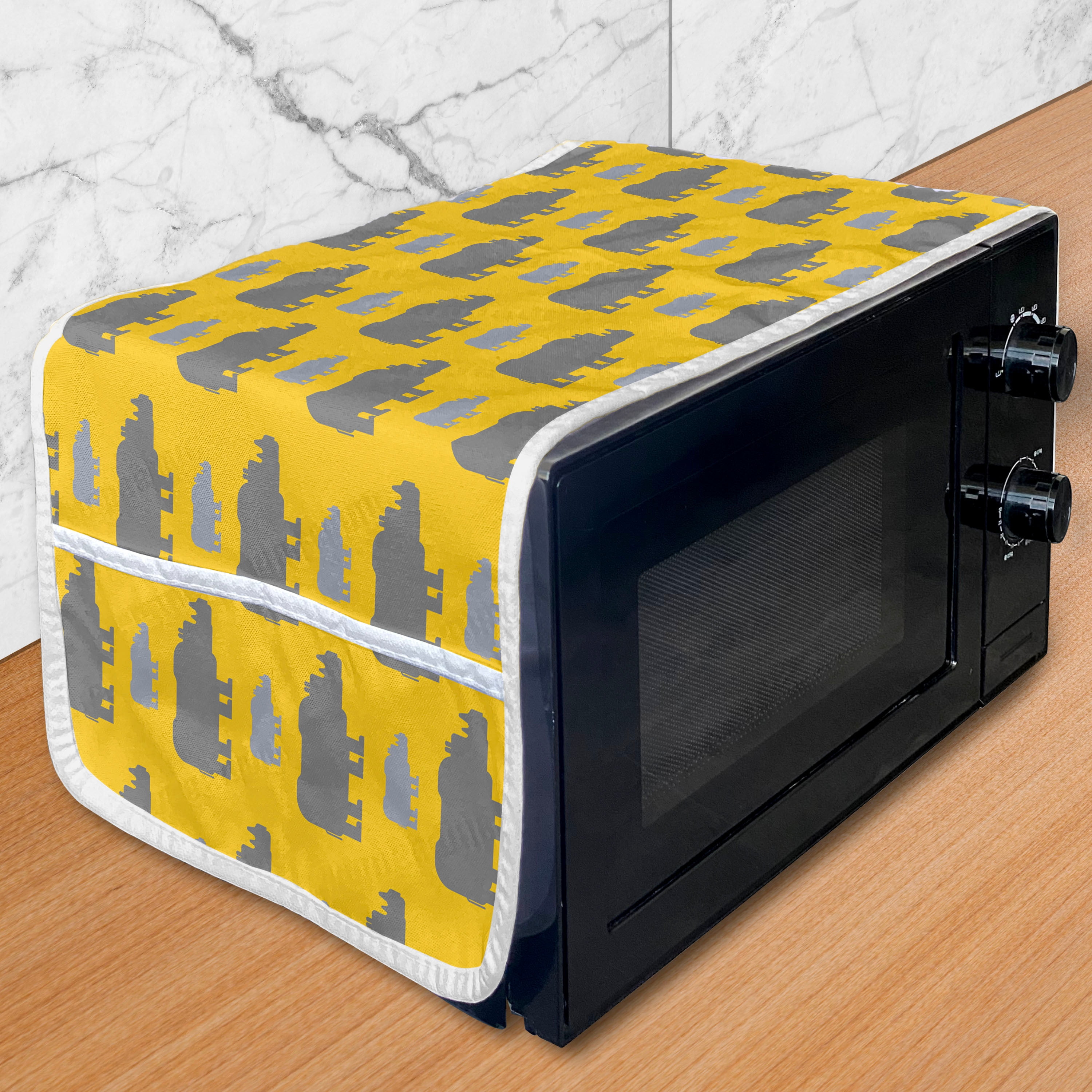 Savannah Microwave Oven Cover, Animal Silhouettes Wilderness Horned ...