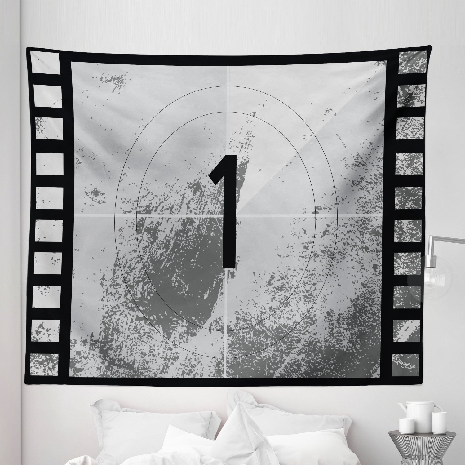 Old Hollywood Tapestry, Film Countdown Number on Grungy Style ...